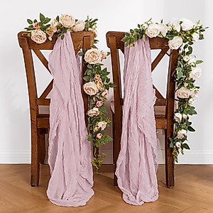 Leetaltree 2 Pack Pink Cheesecloth Table Runner, 35x120 Inch Boho Rustic Cheese Cloth Table Runner, Decorative Table Runners for Bridal Baby Shower Decorations or Wedding Table Decorations