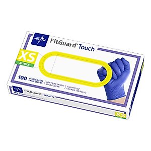 Medline FitGuard Touch Nitrile Exam Gloves, 100 Count, X-Small, Powder Free, Disposable, Not Made with Natural Rubber Latex, Excellent Sense of Touch for Medical Tasks, Durable for Household Chores