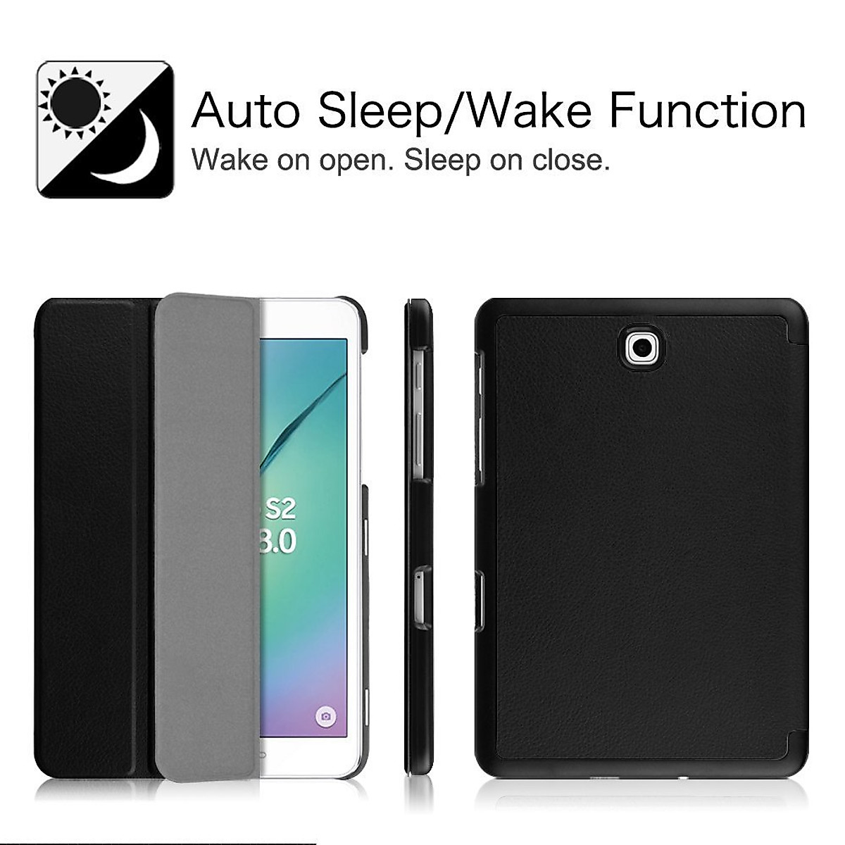 Fintie Slim Shell Case for Samsung Galaxy Tab S2 8.0 - Ultra Lightweight Protective Stand Cover with Auto Sleep/Wake Feature, Black