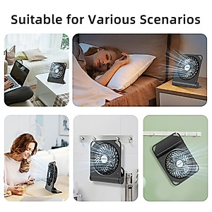 AMKEN Small Table Fans - 2000mAh USB Fan Desk Fan 4 Speeds Adjustable - 200° Tilt Folding Quiet Operation for Office Bedroom Home Desktop Camping