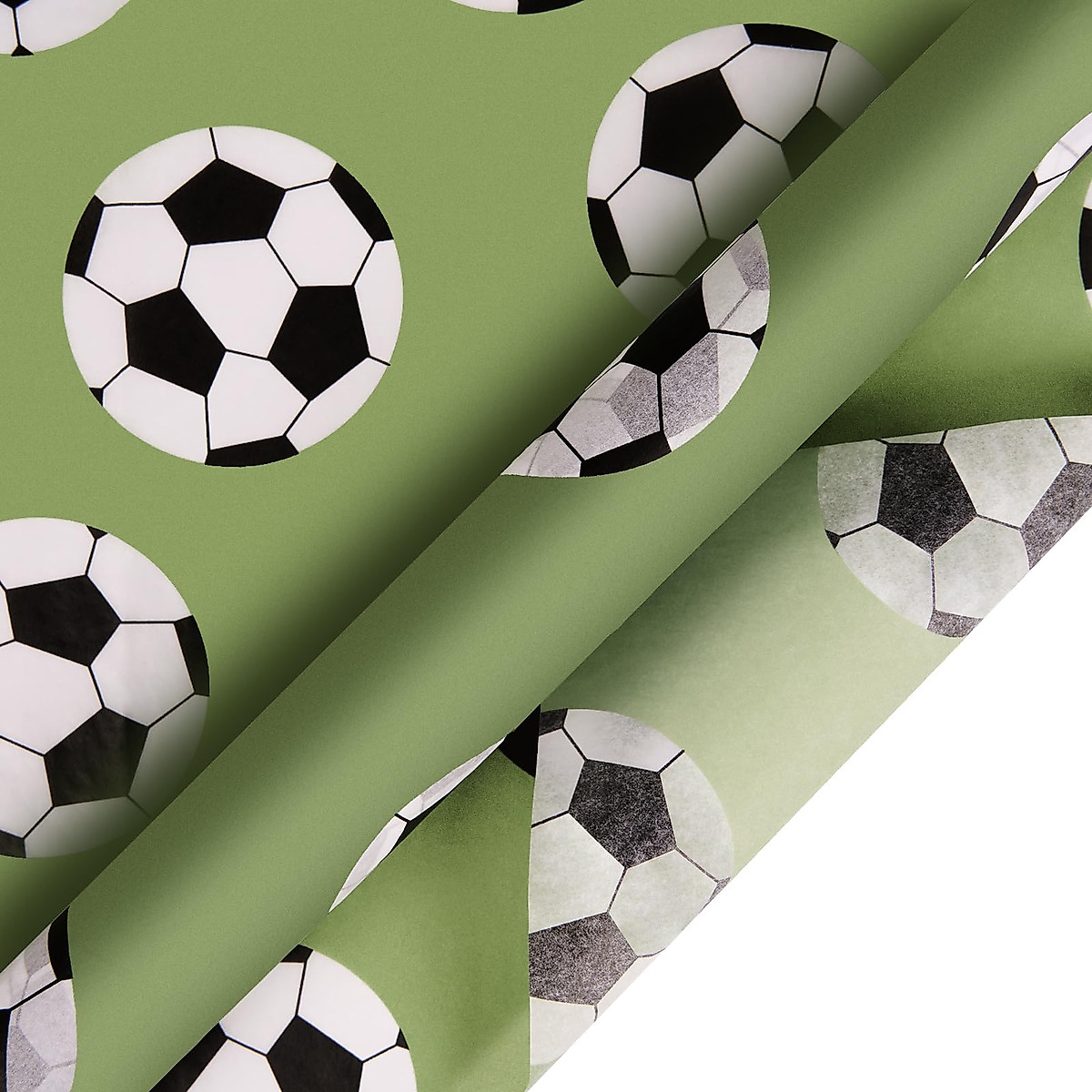 PAPER FAIR 60 Sheet Soccer Pattern Tissue Paper 20 x 20in Green White Black Football Art Gift Wrapping Paper DIY Craft Art Paper for Baby Shower Birthday Party Gift Packing