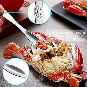 Crab Leg Crackers and Tools - Lobster Crackers and Picks Set Shellfish Crab Claw Cracker Stainless Steel Seafood Crackers & Forks - lobster tools for eating
