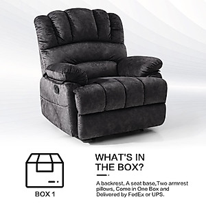 EASELAND 1.0 Extra Large Push Back Recliner for Big and Tall, Extra Wide and Overstuffed Breathable Recliners (Dark Grey)…