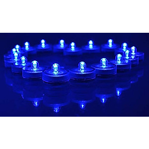 SAMYO Set of 12 Waterproof Wedding Submersible Battery LED Tea Lights Underwater Sub Lights- Wedding Centerpieces Party Decorate (Blue)