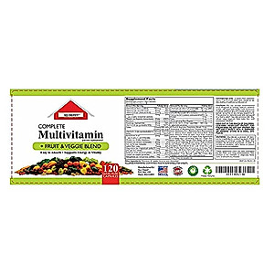 SJJ DEPOT 120 Multivitamin Fruit and Vegetable Liquid Capsules, Loaded Multivitamins, Supplements, Multiple Vitamin has Joint Heart Brain Antioxidants, Daily Women Men Senior Adult Multi Vitamins