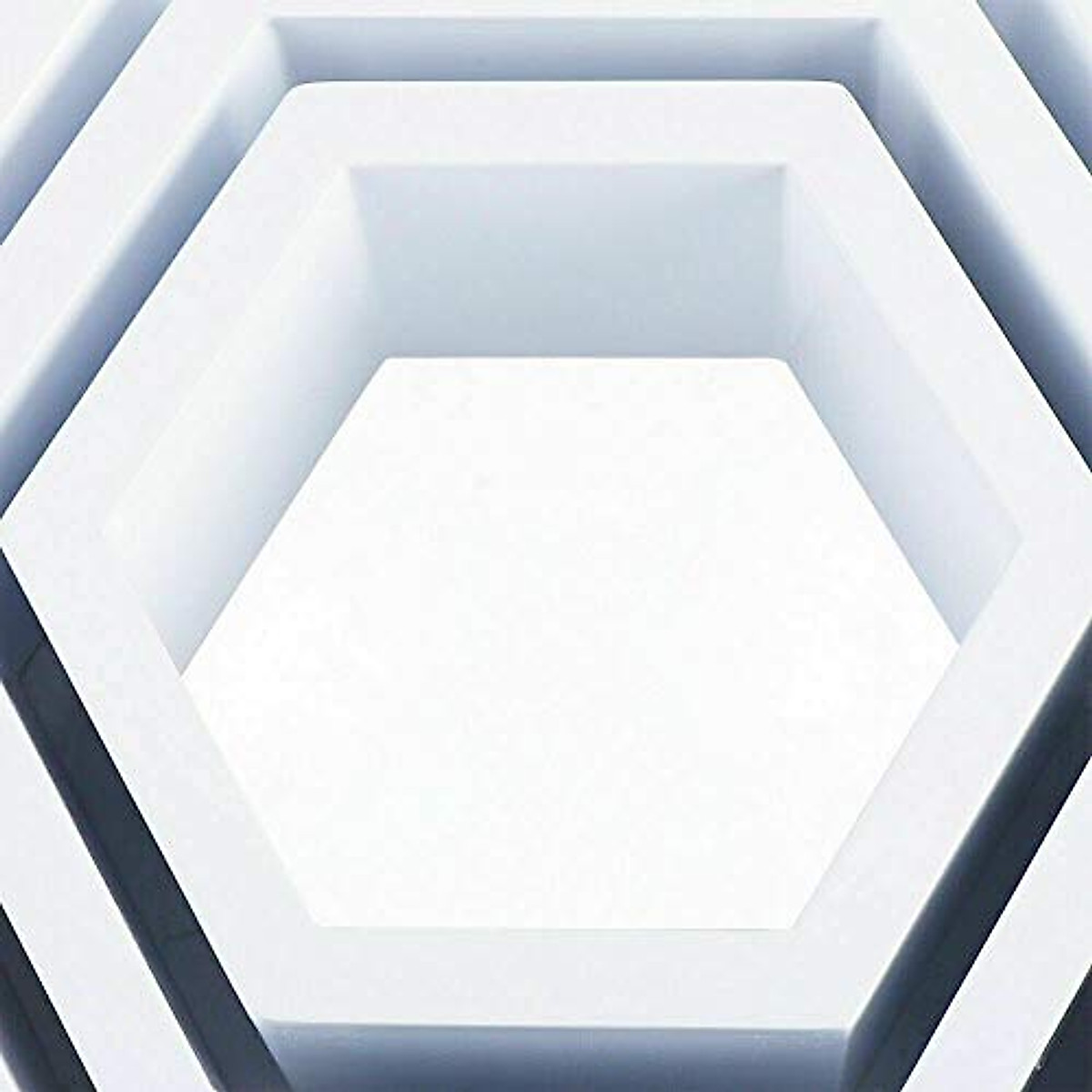 LOYALHEARTDY White Hexagon Floating Shelves 3Pcs Wall Mounted Shelf Wood Farmhouse Storage Honeycomb Wall Shelf