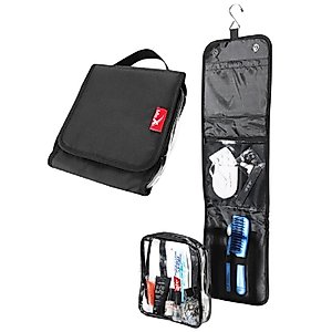 Travel hang up wash bag with 20x20x5cm detachable toiletry bag perfect for cabin hand luggage (Black)