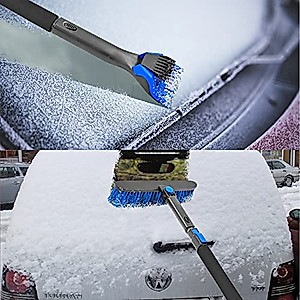 WESBRITE Car Snow Brush and Detachable Ice Scraper with 38inch Long Handle, Foam Handle, Non-Scratch Windshield Brush with 180°Rotating Brush Head,Car Snow Remover for Truck,SUV,RV and More
