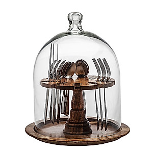 Godinger Wood and Glass Section Cutlery Caddy Organizer