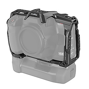 SmallRig Full Cage for BMPCC 6K Pro / 6K G2, for Blackmagic Pocket Camera Battery Grip, Comes with Built-in Removable Pogo Pin Connector, Locating Holes for ARRI and NATO Rail - 3517