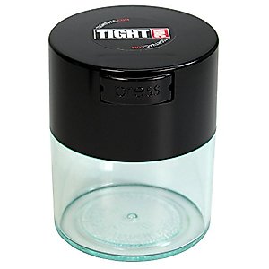 Tightvac - 1/2 oz to 3 ounce Airtight Multi-Use Vacuum Seal Portable Storage Container for Dry Goods, Food, and Herbs - Black Cap & Clear Body