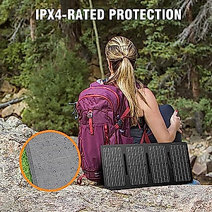 40W Solar Panel with 15V DC Outlet, Powkey Foldable Solar Panel for Power Stations, Portable Solar Generator with USB-A USB-C QC 3.0 for Outdoor Camping