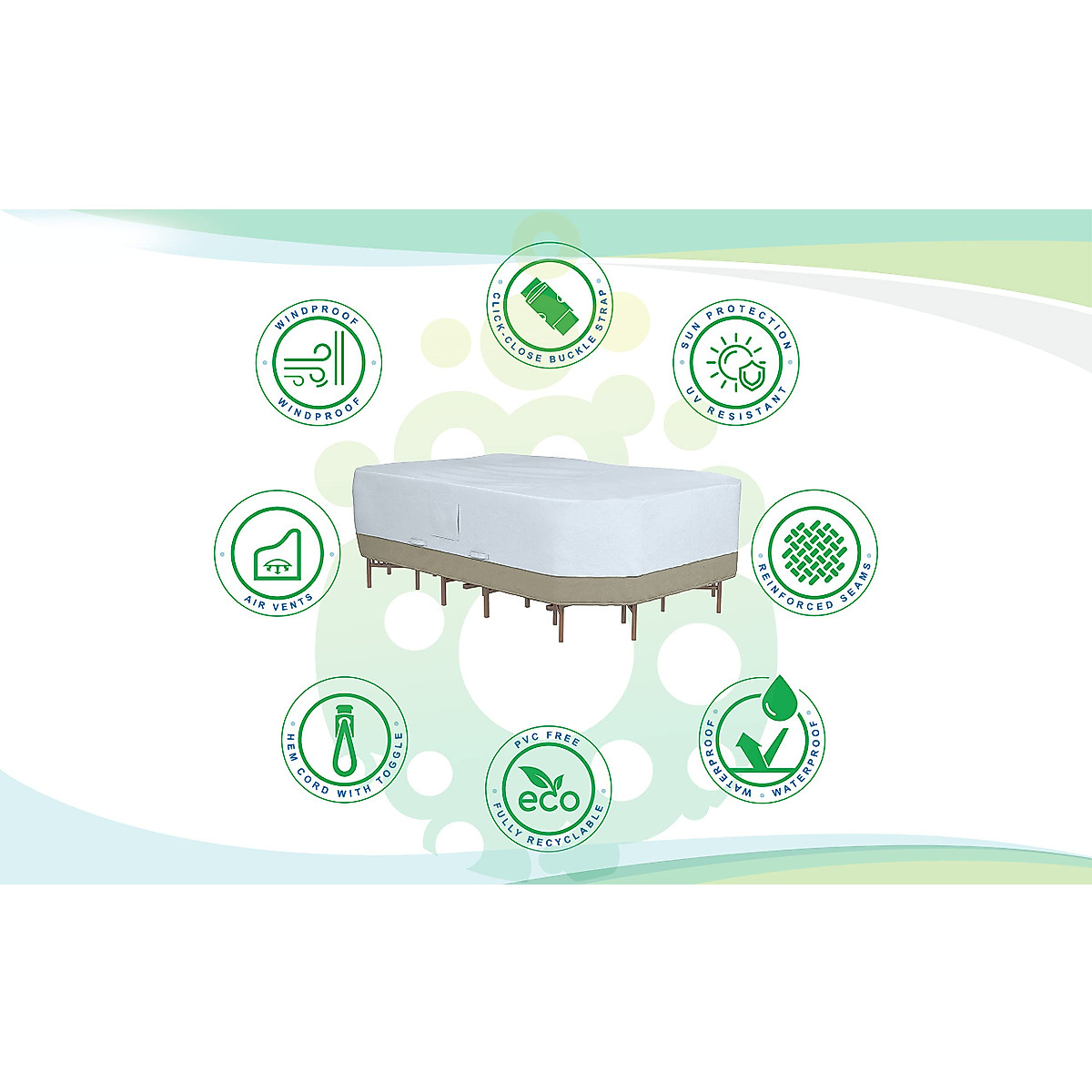 [monsoon] Medium 105 in. Rectangle Patio Table with Chairs Cover 105L x 82W x 32H