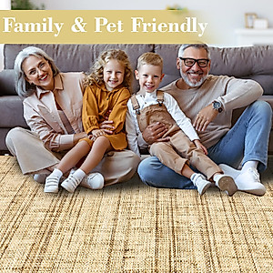 GarveeHome Living Room Rug 5x7 Rug Washable Rug for Bedroom Modern Rug Non Slip Braided Print Farmhouse Rug Soft Throw Rugs Low Pile Stain Resistant Carpet for Office Nursery Dining Room 5'x7' Natural