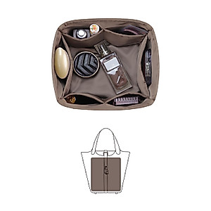 KINGS IN BAG Organizer Insert for Picotin 18, Purse Organizer Insert Compatible with Hermes Picotin 18 Bag, Lightweight and Soft Touch Bag-in-bag with Silky Satin (Etoupe grey, Picotin18)