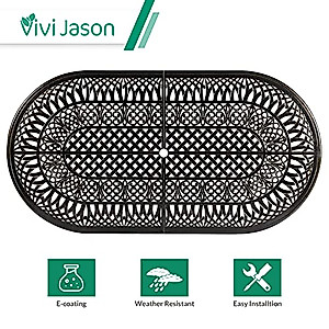 VIVIJASON 9-Piece Patio Furniture Dining Set, All-Weather Cast Aluminum Outdoor Conversation Set, Include 8 Swivel Dining Chairs and an Oval Table with Umbrella Hole for Lawn Garden Backyard