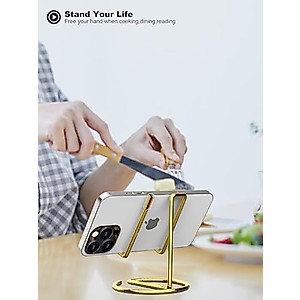 XUNICUTE Cell Phone Stand, Phone Stand for Desk, Office Portable Cute Cell Phone Holder, Compatible with All Mobile Phone, iPhone, iPad, Switch, Tablet 4-6.5'' Desk Accessories (Gold)
