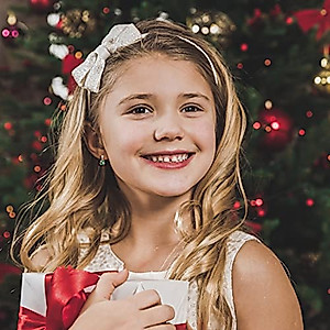 AllenCOCO Cute 14k Gold Dangle Earrings For Women, Cubic Zirconia Drop Stud Earrings, Christmas Gifts Jewelry 3 Pair Apple Tree Santa, Hypoallergenic Post