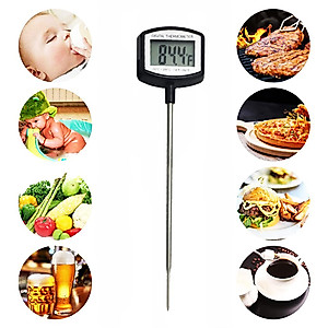 Digital Food Thermometer Probe for Cooking Meat, BBQ, Grilling, Liquid, Candy, Oil Deep Fry - Instant Read with Large LCD Screen and Pen Clip