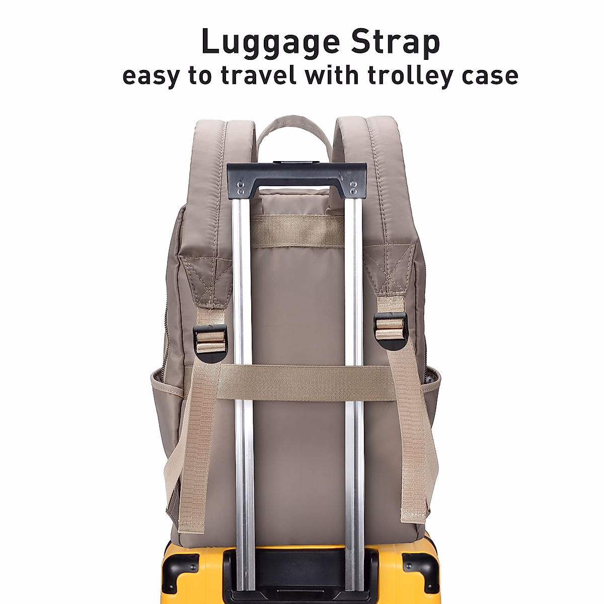 Laptop Backpack for Women 15.6-inch Slim - Laptop Bag Computer Case Purse Travel Lightweight Medium Size Satchel Daypack 16-inch Water-resistant Business Comutter Fashion Stylish Nylon Khaki