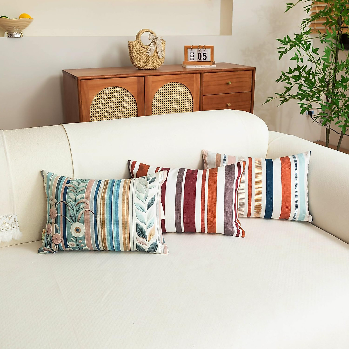 vmgreen Waterproof Outdoor Pillows - 2 Pack - Adjustable Elastic Strap for Chaise Lounge, Recliner, and Office Chairs - Lumbar Support with Decorative Design 11”*16”