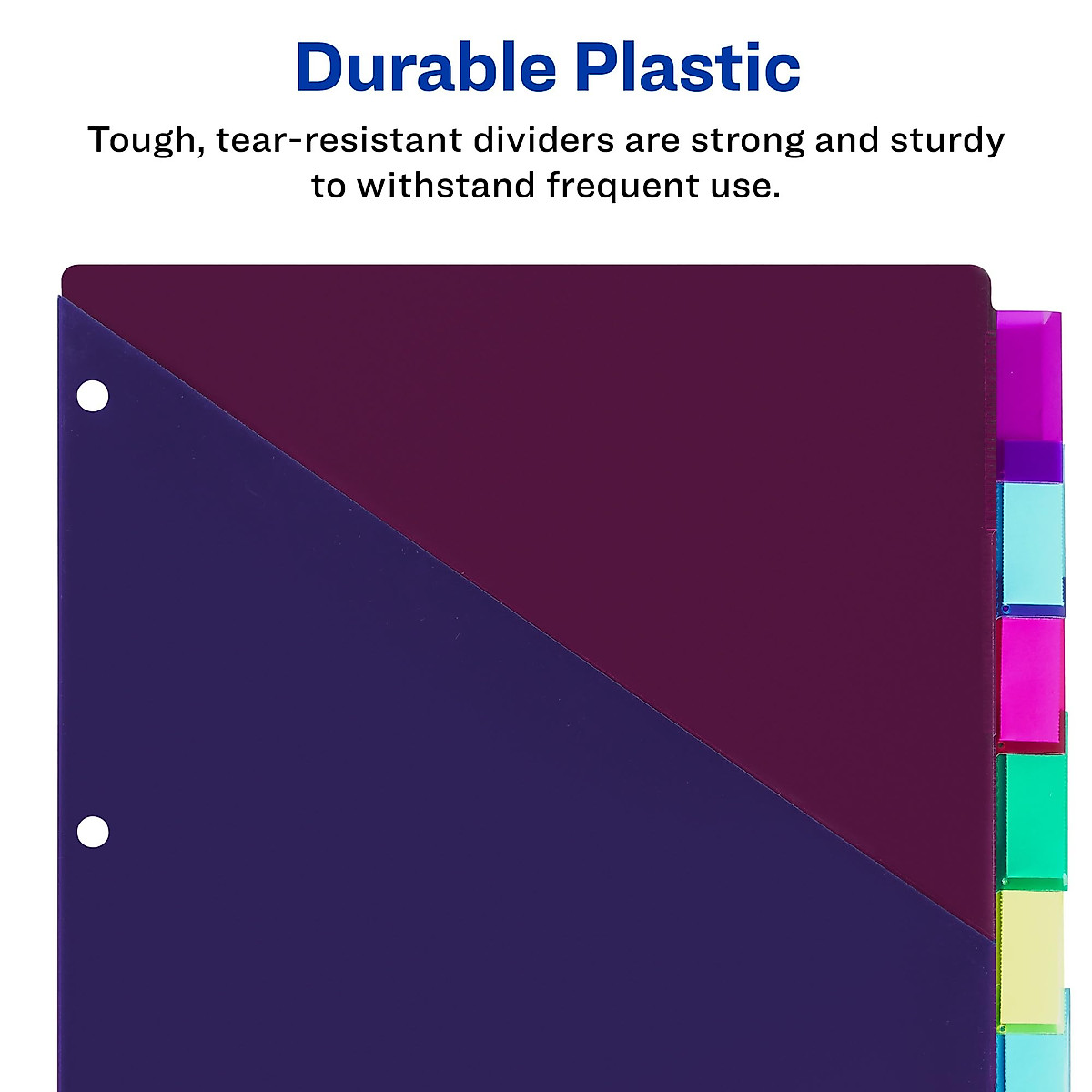 Avery Plastic 8-Tab Two-Tone Binder Dividers with Two Pockets, Insertable Bright Color Big Tabs, 1 Set (11989)
