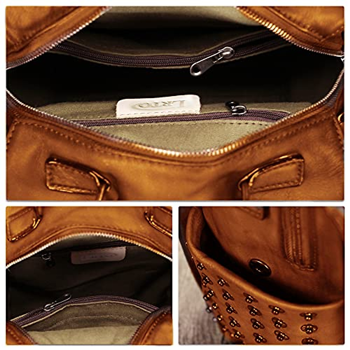 Genuine Leather Backpack for Women Convertible Satchel Vintage Rucksack Casual Back Bag Shoulder Bag Retro Cowhide Handbag Purse Daypack (Brown)