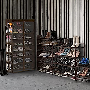Simple Houseware 8 Tiers Shoe Rack with Cover, Bronze