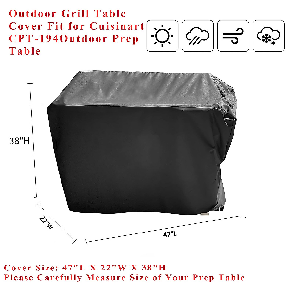Youlvy Outdoor Grill Table Cover for Cuisinart CPT-194 Outdoor Stainless Steel Grill Prep Table, Waterproof Patio Prep Table Cover Grill Cart Cover All Season Protection