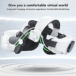 Battery Pack Head Strap for Quest 2, VR Head Strap Removable Sponge and ABS VR Headband for OculusQuest 2 Entertainment, 5300mAh Large Capacity Battery