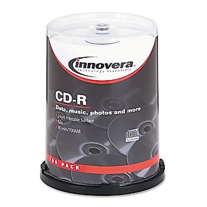 Innovera 77815 Cd-R Discs Hub Printable 700Mb/80Min 52X Spindle Matte White 100/Pack