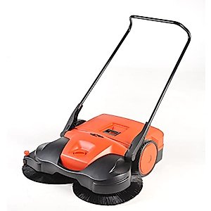 BISSELL BigGreen Commercial BG697 Battery Powered Triple Brush Push Power Sweeper, 13.2 gal Debris Container, 42" Height, 38" Width, Polypropylene, Green