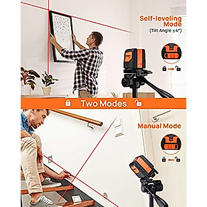 ENGiNDOT Self Leveling Laser Level 50ft, Cross Line Laser with Quick Self Leveling,360°Magnetic Mounting Plate, Zippered Pouch, Battery Included, for Tiling and Aligning