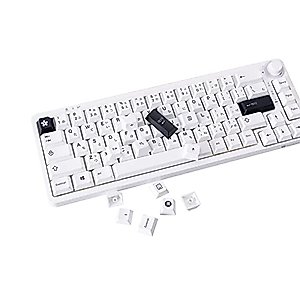 GK GAMAKAY White Japanese Keycaps 129 Keys Cherry Profile PBT Dye-Sub White Theme Minimalist Keycap Set Suitable for LK67 TK75 MK61/87/98/104/108 Layout Mechanical Gaming Keyboard (Japanese Theme)