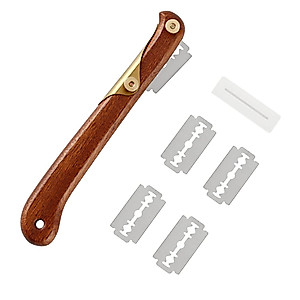 Yardwe Bread Lame with Wooden Handle, 1PCS Bread Bakers Lame Slashing Tool& 5 Blades, Bread Slicer Cake Cutter, Dough Making Slasher Tools, Sourdough Bread Lame Knife with Plastic Cover (Coffee)