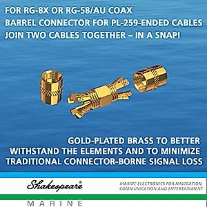 Shakespeare PL-258-CP-G Marine Center Pin Spice Connector , Gold