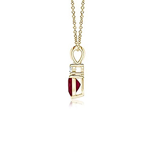 Angara Natural Ruby Heart Pendant Necklace with Diamond in 14K Yellow Gold for Women with 18" Chain (5mm Weight-0.55ct) | July Birthstone Jewelry Gift for Women | Wedding Anniversary
