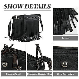 Emprier Women Hobo Fringe Crossbody Purse Vintage Small Tassel Shoulder Handbags