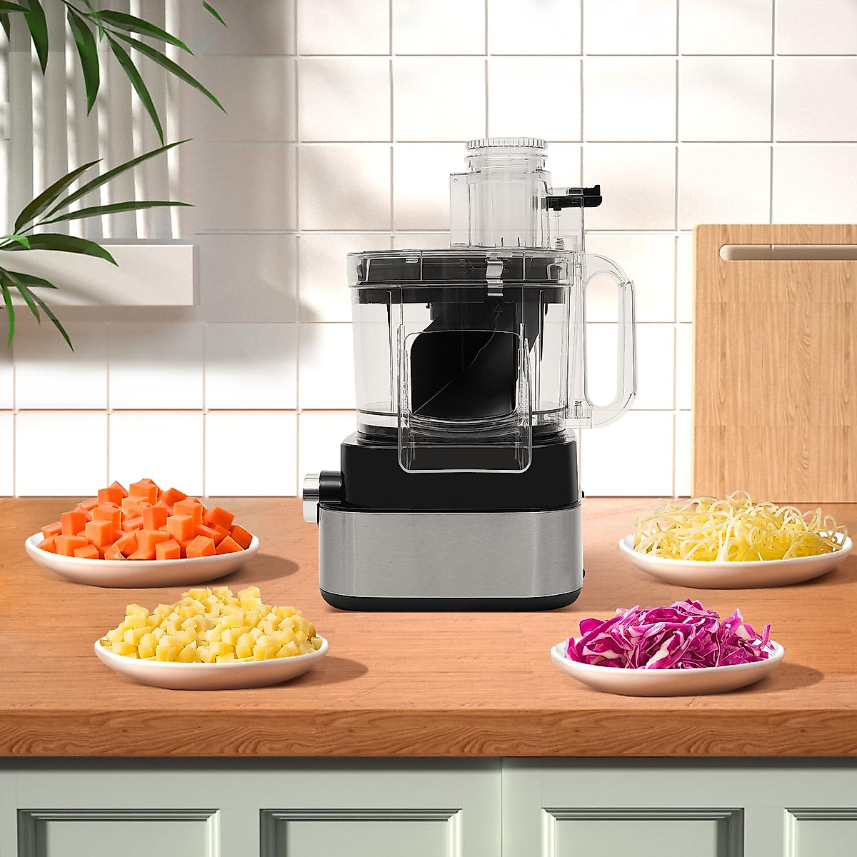 Commercial Food Processor, 600W Electric Vegetable Dicer Chopper, 5 in 1 Professional Veggie Shredder Multifunctional Meat Grinder Blender