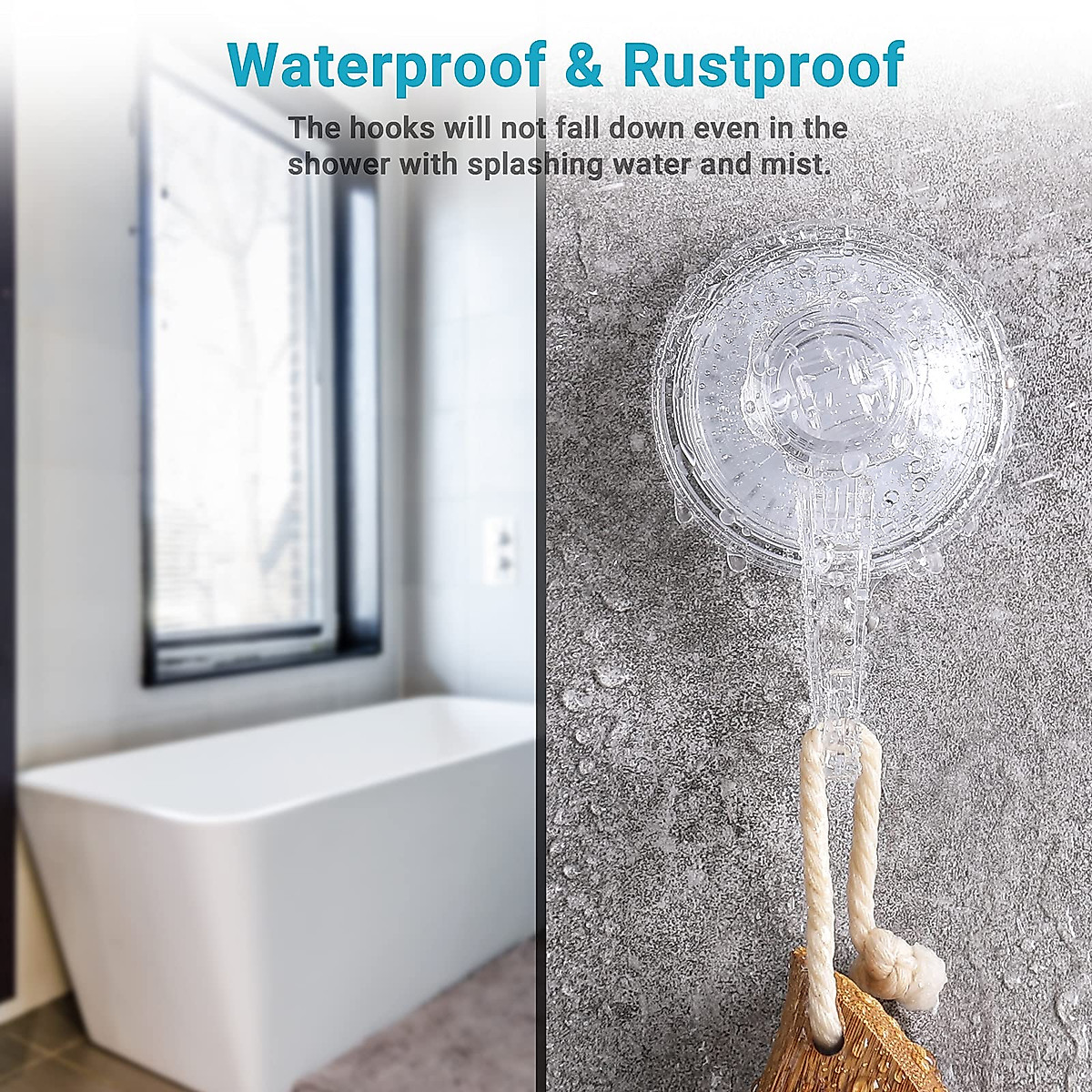 Wreath Suction Cup Hooks for Shower, Elegear Shower Suction Hooks Hold up to 11 lb, 4 Pack Reusable & Waterproof & Clear Shower Hooks, Window Suction Cups with Hooks for Loofah Wreath Bathroom kitchen