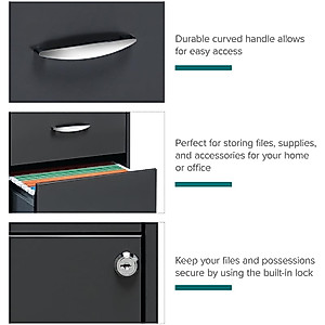 Pemberly Row 3 Drawer 18" Deep Metal File Cabinet in Charcoal