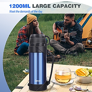 Insulated Vacuum Bottle 41oz,Travel Thermos For Hot/Cold Drink,18/8 Stainless Steel Water Bottles Bpa Free, Vacuum Bottle With 2 Plastic Cup,Thermos For Hot Drink For 24 Hours.(Starry Blue)