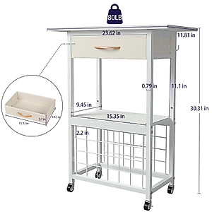 CRUDATE Organizers and Storage Compatible with Cricut Machines, Rolling Craft Storage Cart with Drawer, Craft Table with Vinyl Roll Holders, Crafting Table Organization Workstation with Wheels, White