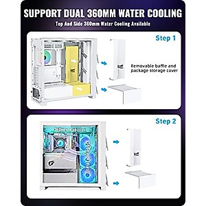 Segotep T3 White Mid-Tower ATX Gaming PC Case, Support Top & Side 360mm Radiators, GPU Snap-On Opening & Closing Front Panel, Type-C Ready, Tool-Free Disassemble (Pre-Install One ARGB & PWM Fan)
