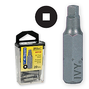 IVY Classic 44112 Impact Plus 1" #2 Square Insert Bit, 20-Piece Contractor Pack