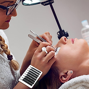 Maitys 6 Pieces Eyelash Extension Hand Plate Lash Holder Eyelash Extension Pallet Stand Holder Tray Tools with Adjustable Wrist Strap Strip for Makeup Lash(Simple Style)