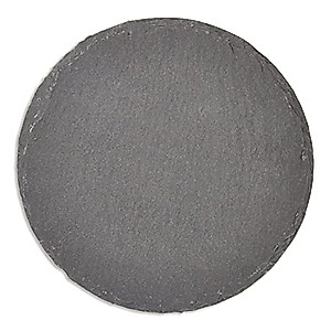 8 Pack Slate Drink Coasters with Holder for Coffee Table, Bar, Kitchen (Black Stone, 3.8 in)