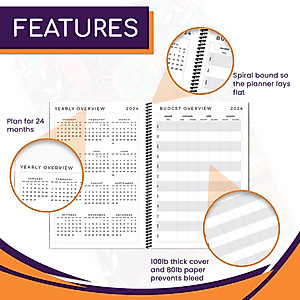 2024-2025 Monthly Planner, 7"x10", 100lb Cover, Spiral Bound, 2 Year Calendar Great For Home, Office & School Scheduling