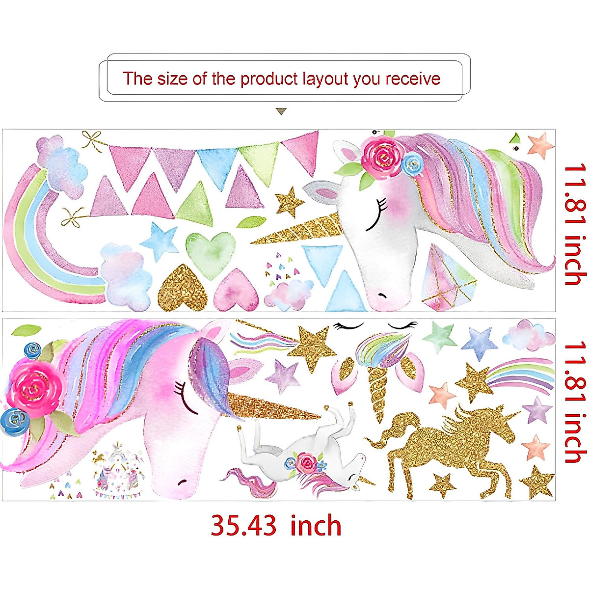 Unicorn Wall Decal, Unicorn Stickers Children's Room Princess Decoration Wall Kids Room Wall Decor Pink Wall Decals Unicorn Bedroom Decor for Girls