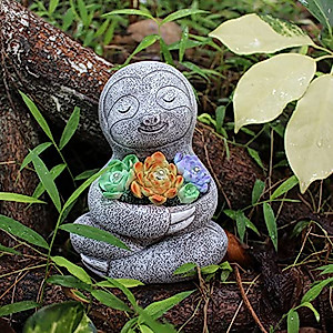 gazechimp Garden Statue Solar Lights Sloth Succulent Shape for Courtyard Patio Pathway Outdoor